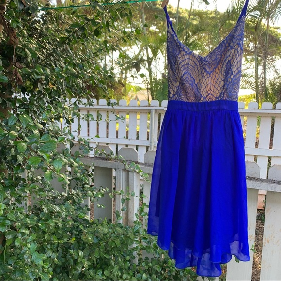 Poetry | Dresses | Poetry Blue Flowy Open Back Dress | Poshmark